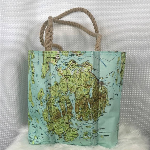 Sea Bags Maine | Bags | Sea Bags Maine Tote Antique Bar Harbor Map Sail ...